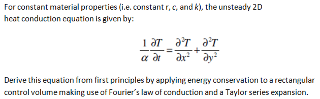 Solved For constant material properties (i.e. constant r, c, | Chegg.com