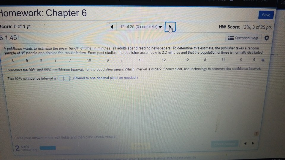 Solved Omework Chapter 6 Core 0 Of 1 Pt 6 1 45 ㄇ 12 Of 25