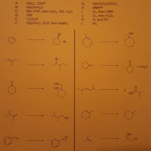 Solved Match the correct reagents for each transformation by | Chegg.com