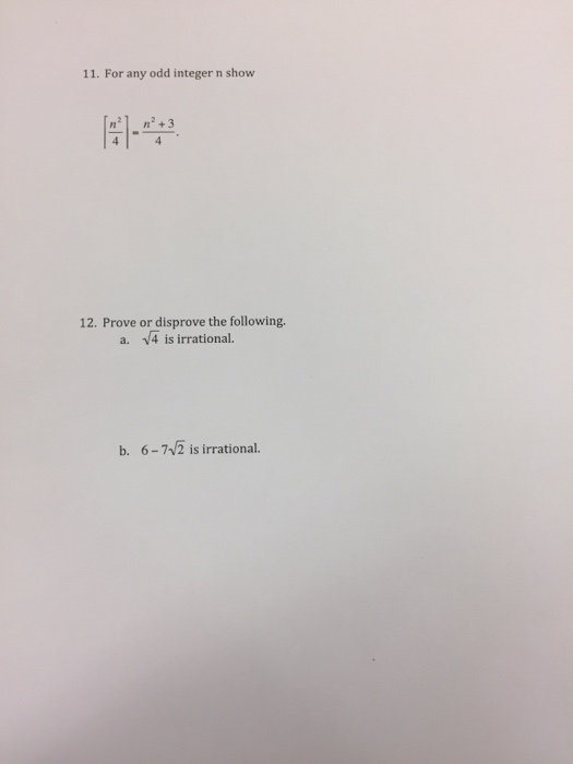 Solved For any odd integer n show |n^2/4| = n^2 + 3/4 | Chegg.com