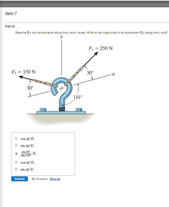 Solved Resolve F_1 into components along the u and v axes. | Chegg.com