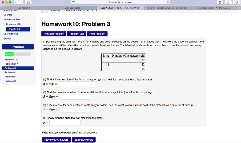 Solved webworkas.uky.edu Lab Packet 3 WeBWorK: MA138F17: | Chegg.com
