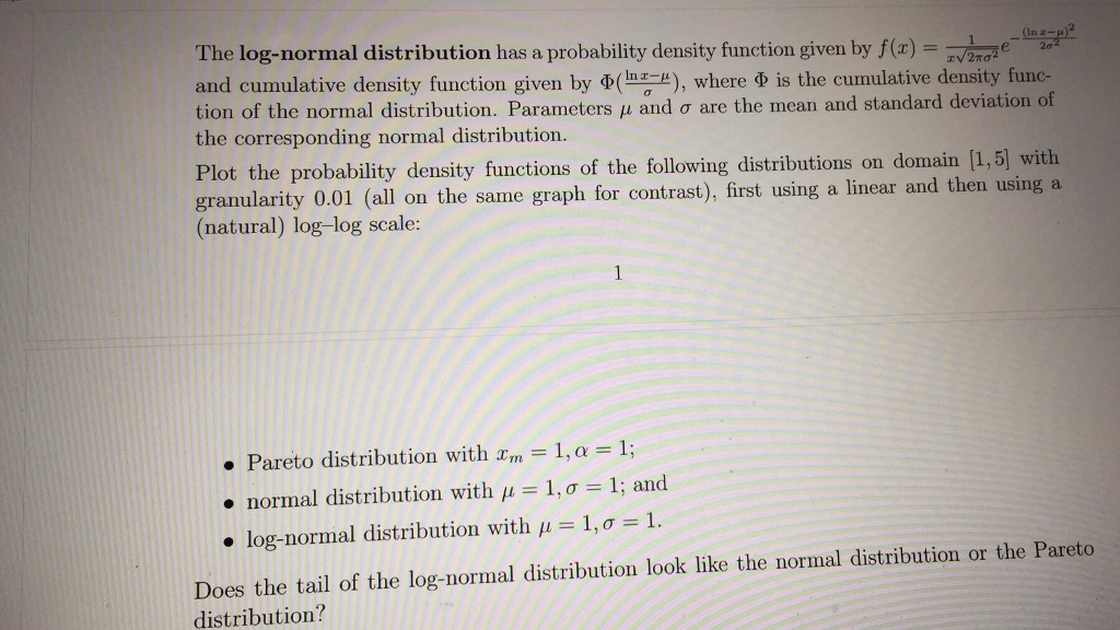 Solved The log-normal distribution has a probability density | Chegg.com