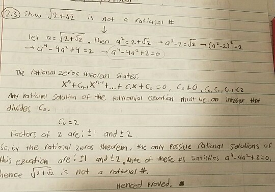 Solved 2.3 Show J2+52 is not a ratienal let | Chegg.com