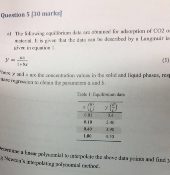 Solved The following equilibrium data are obtained for | Chegg.com Solved The following equilibrium data are obtained for | Chegg.com