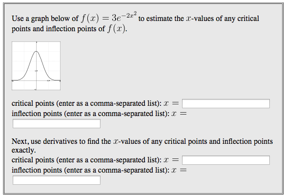 Solved Use a graph below of f(x) = 3e -2x2 to estimate the | Chegg.com