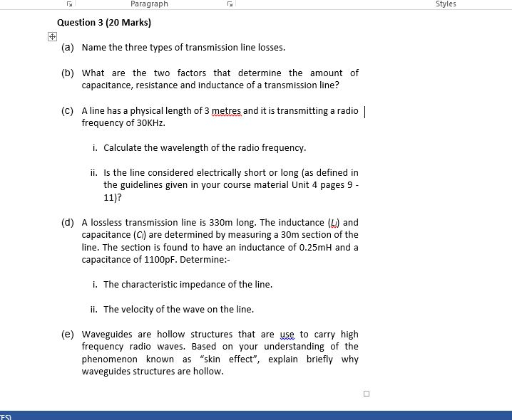 Solved Paragraph Styles Question 3 (20 Marks) (a) Name the | Chegg.com