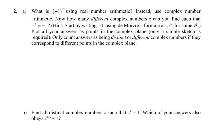 Solved 2. a) What is (-1) using real number arithmetic? | Chegg.com