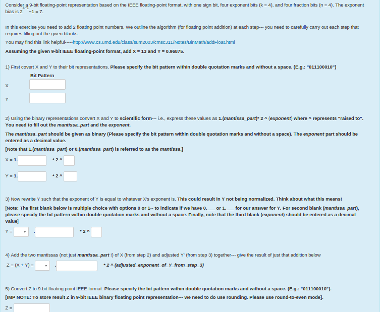 Solved Consider A 9 Bit Floating Point Representation Based