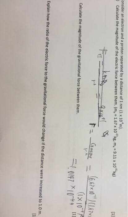 Solved Consider An Electron And A Proton Separated By A