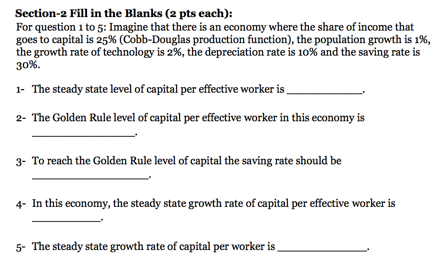 Solved Section-2 Fill in the Blanks (2 pts each): For | Chegg.com