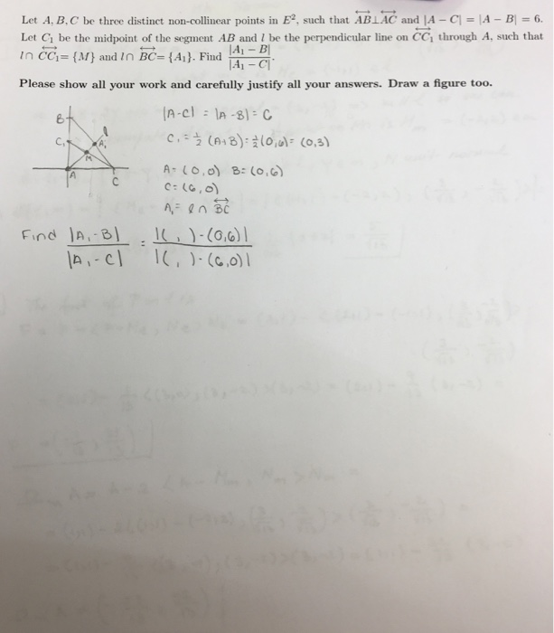 Solved Let A, B, C be three distinct non-collinear points in | Chegg.com