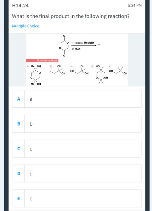 Solved What is the final product in the following reaction? | Chegg.com