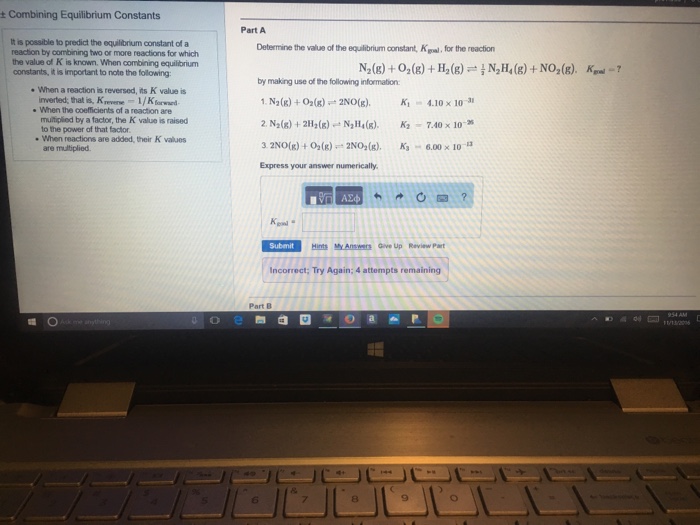 Solved Combining Equilibrium Constants Part A It is possible | Chegg.com