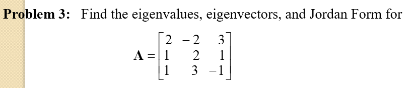 Solved Find The Eigenvalues Eigenvectors And Jordan Form