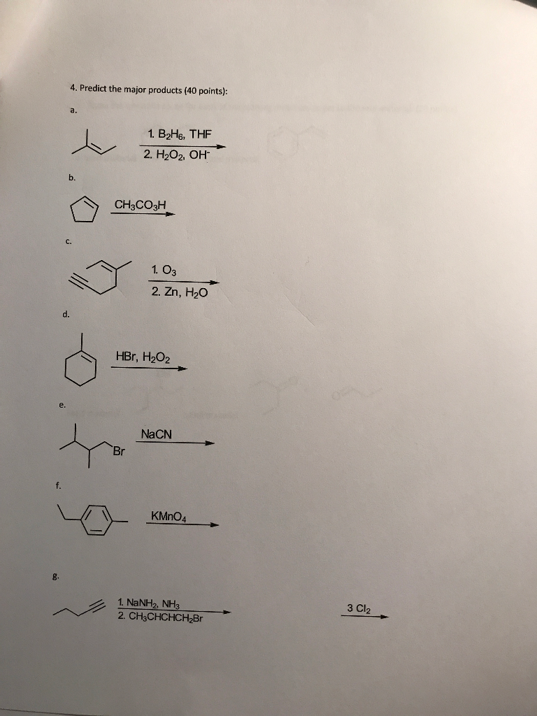 Solved 4. Predict the major products (40 points) 1. B2H6, | Chegg.com