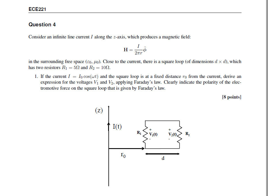 Solved Consider an infinite line current I along the z-axis, | Chegg.com