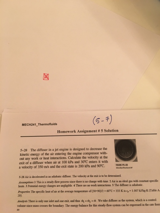 Solved The diffuser in a jet engine is designed to decrease | Chegg.com