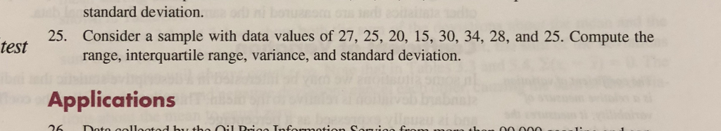 Solved standard deviation. 25. Consider a sample with data | Chegg.com