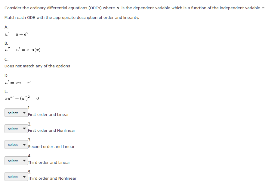Solved Consider The Ordinary Differential Equations Odes
