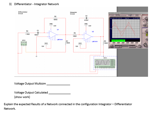 3) Differentiator-Integrator Network Voltage Output | Chegg.com