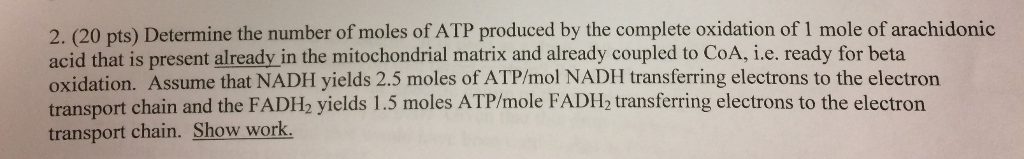 Solved 2. (20 pts) Determine the number of moles of ATP | Chegg.com