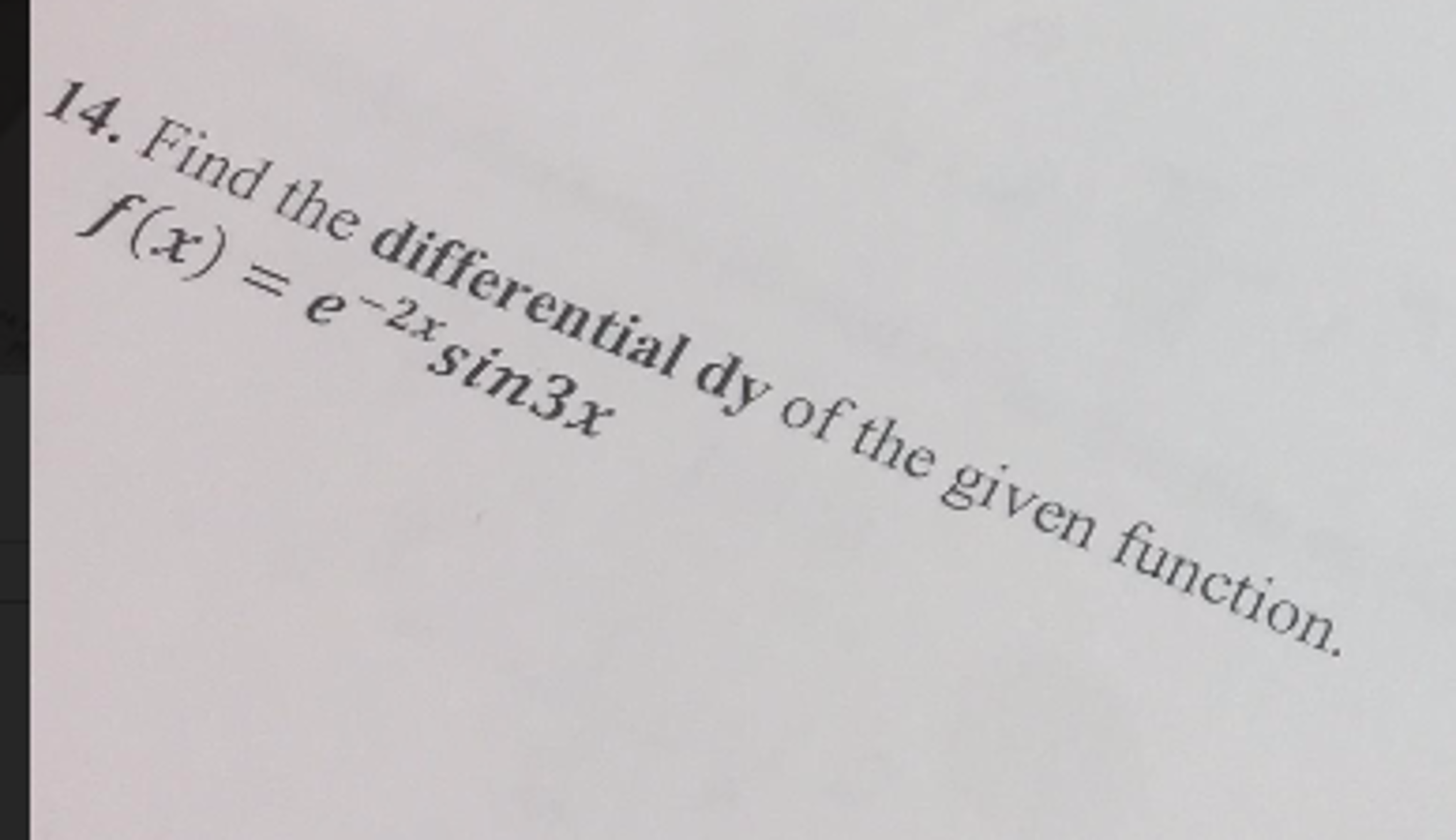 Solved Find The Differential Dy Of The Given Function F X