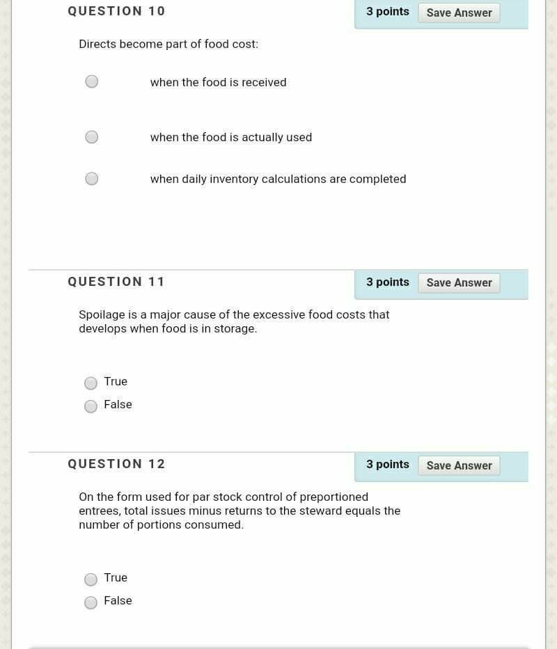 Solved QUESTION 1 3 points Save Answer When ordering | Chegg.com