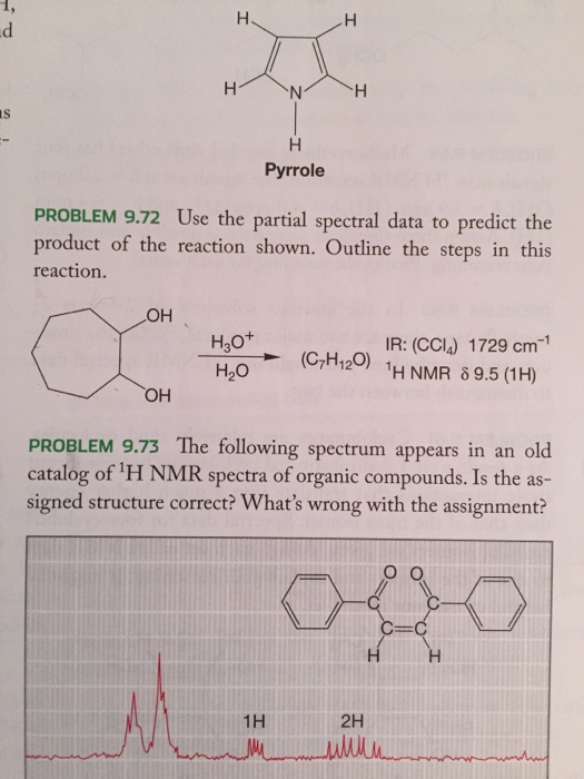 Solved Use the partial spectral data to predict the product | Chegg.com