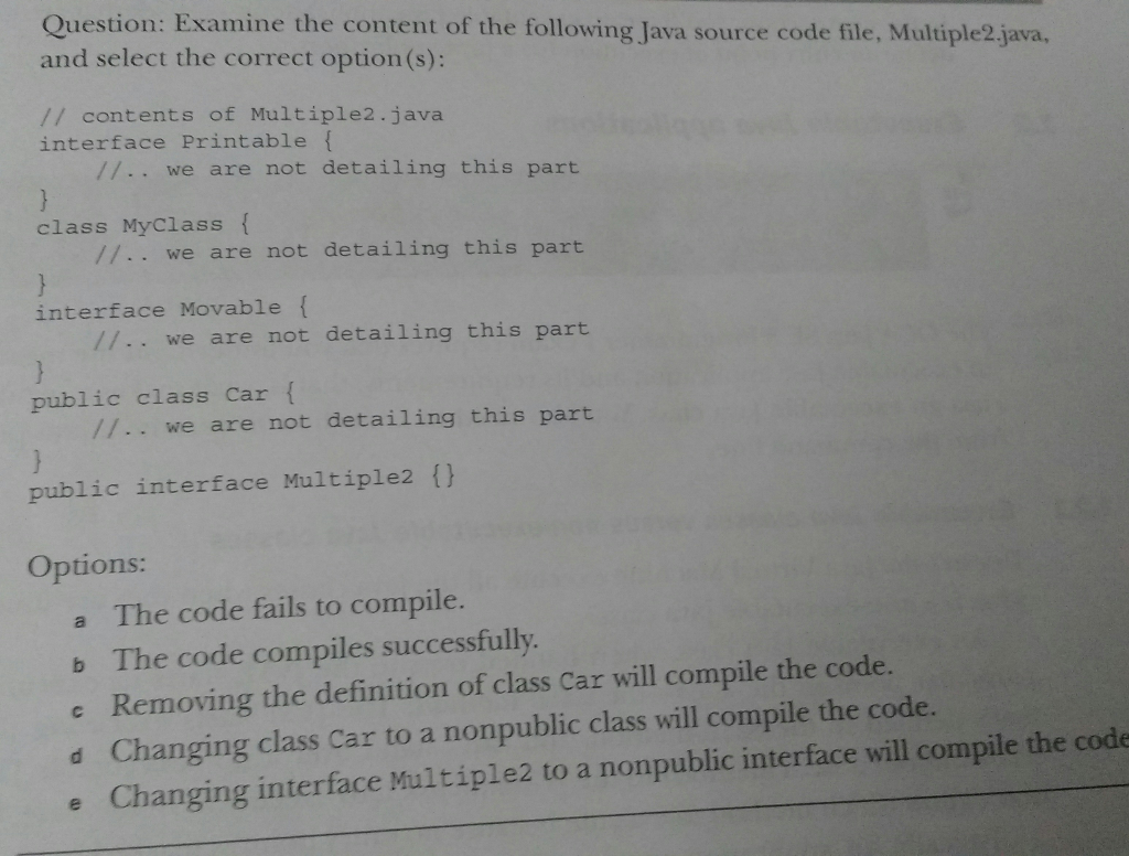 Solved Question: Examine the content of the following Java | Chegg.com