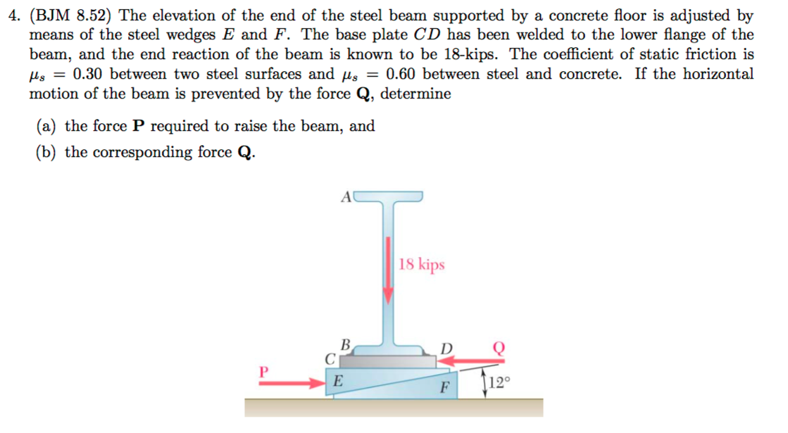 Solved The elevation of the end of the steel beam supported | Chegg.com