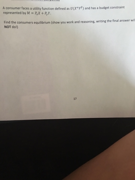 Solved A consumer faces a utility function defined as | Chegg.com