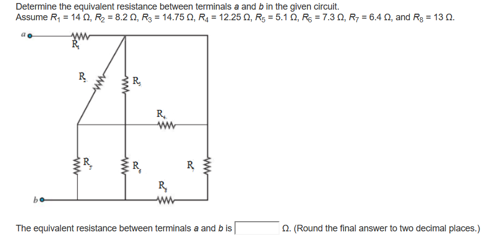 Solved Determinethe equivalent resistance between terminals | Chegg.com
