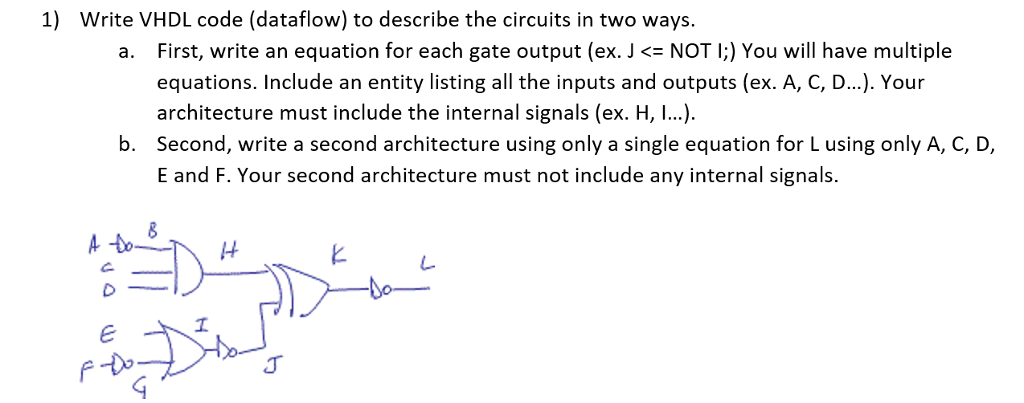 Solved 1) Write VHDL code (dataflow) to describe the | Chegg.com Solved 1) Write VHDL code (dataflow) to describe the | Chegg.com