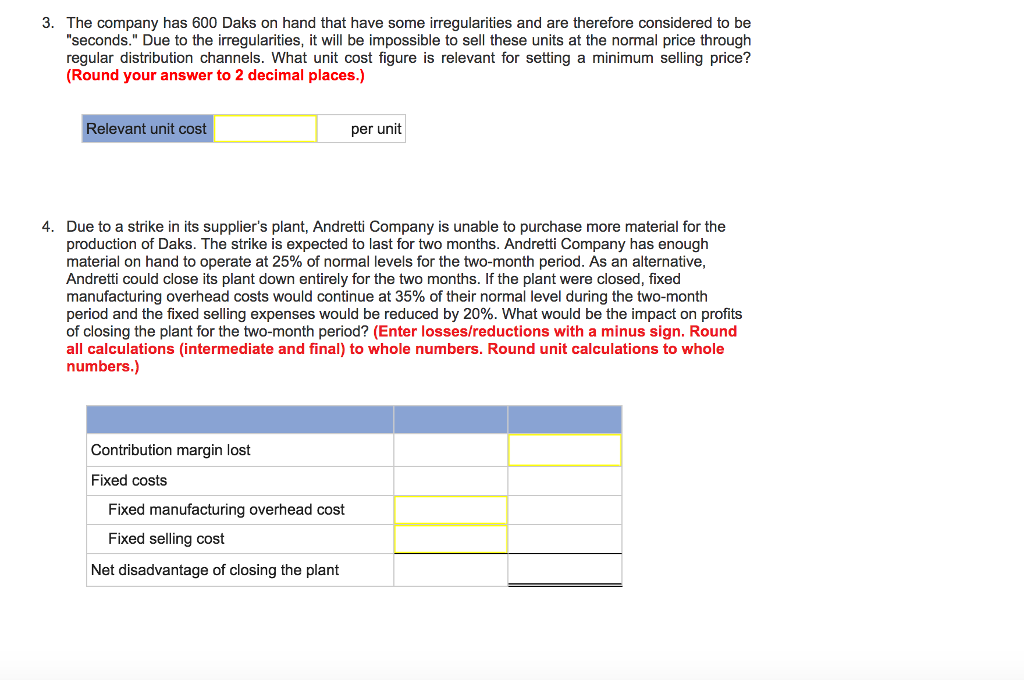 Solved value 5.00 points Problem 12-18 Relevant Cost | Chegg.com