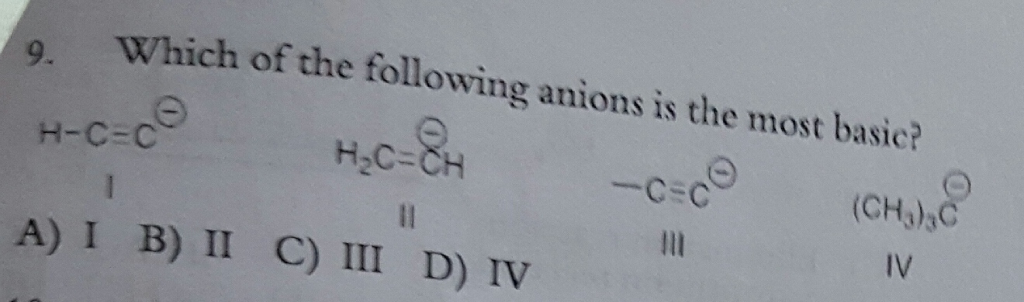 Solved Which of the following anions is the most basic? I | Chegg.com