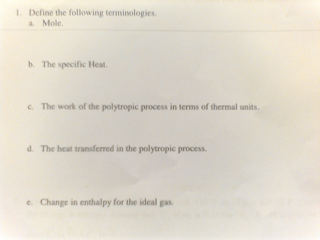 Solved Define the following terminologies. a Mole. b. The | Chegg.com