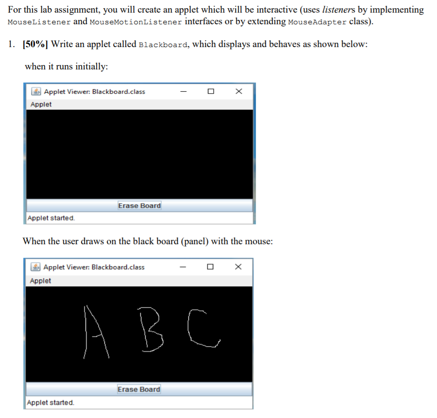 For This Lab Assignment You Will Create An Applet
