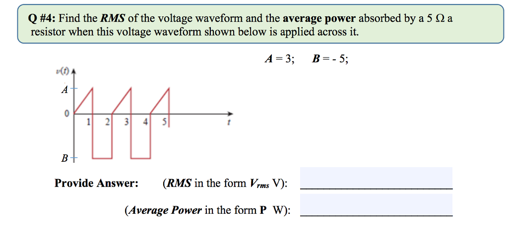 Solved Find the RMS of the voltage waveform and the average | Chegg.com
