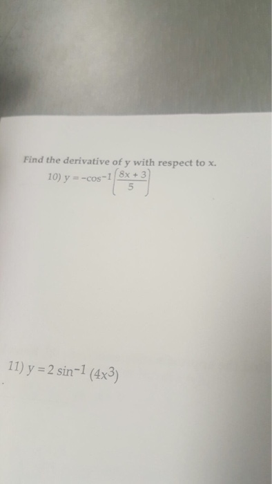 Solved Find the derivative of y with respect to x. y = | Chegg.com
