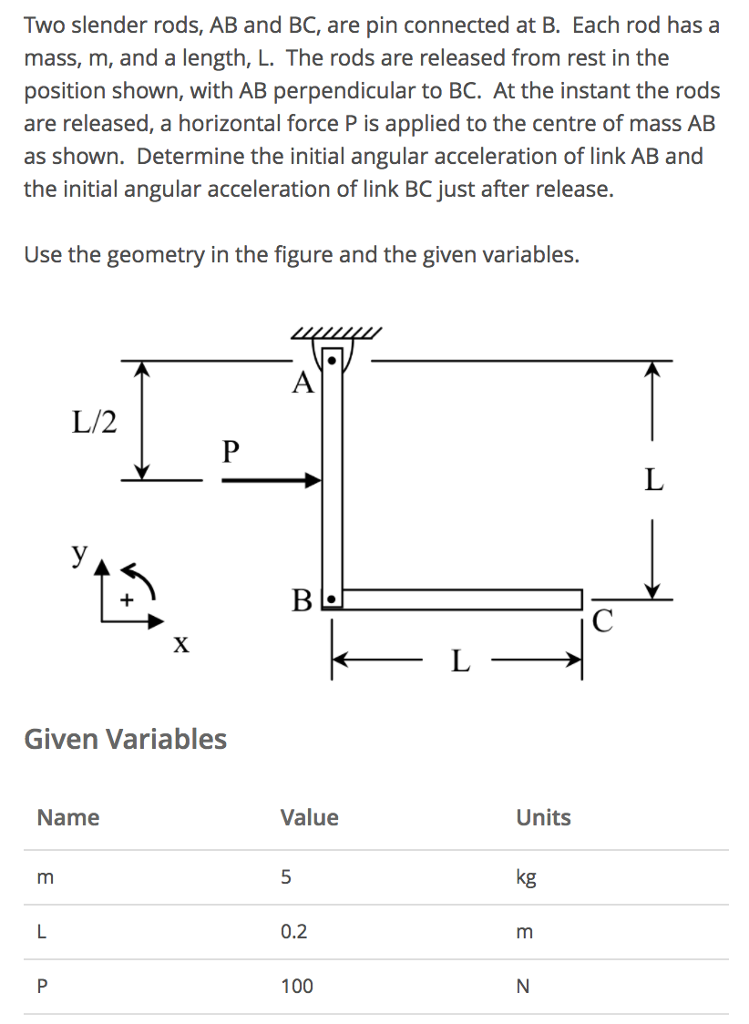 Solved Two slender rods, AB and BC, are pin connected at B. | Chegg.com