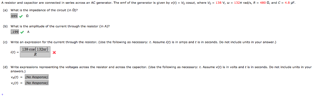 Solved A resistor and capacitor are connected in series | Chegg.com