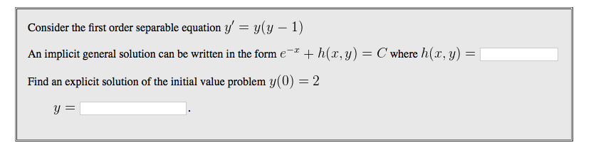 Solved Consider The First Order Separable Equation Y Y 1
