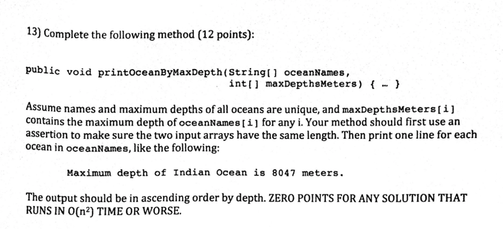 Solved 13) Complete the following method (12 points): public | Chegg.com