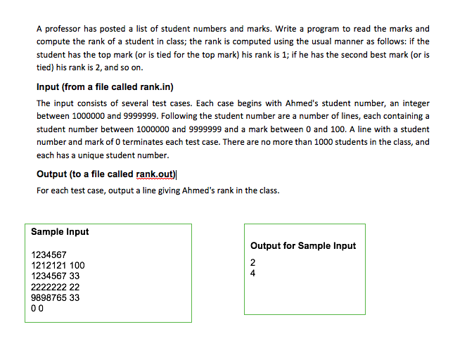 Solved A professor has posted a list of student numbers and | Chegg.com