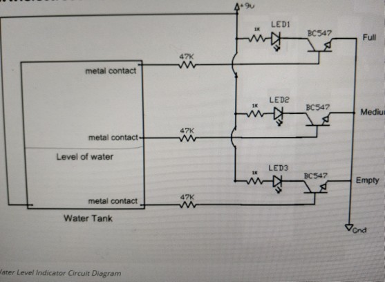 Solved 4-90 K LEDI BC547- Full 47K metal contact LED2 tK | Chegg.com