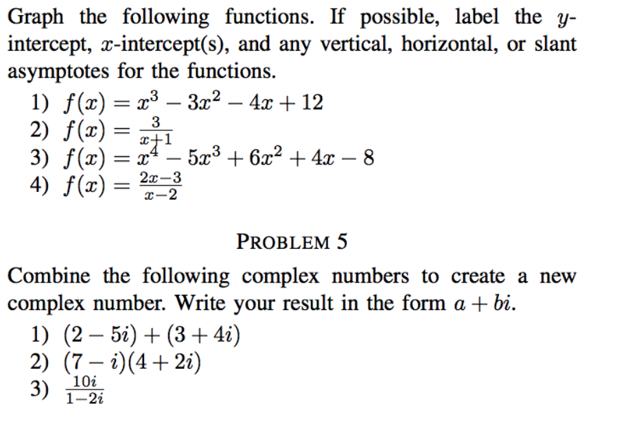 Solved Graph the following functions. If possible, label the | Chegg.com