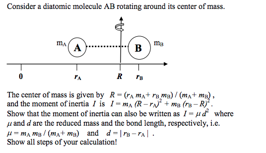 Solved Consider a diatomic molecule AB rotating around its | Chegg.com