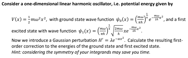 Solved Consider a one-dimensional linear harmonic | Chegg.com