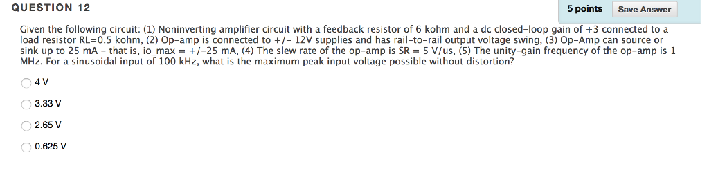 Solved Given the following circuit: (1) Non-inverting | Chegg.com